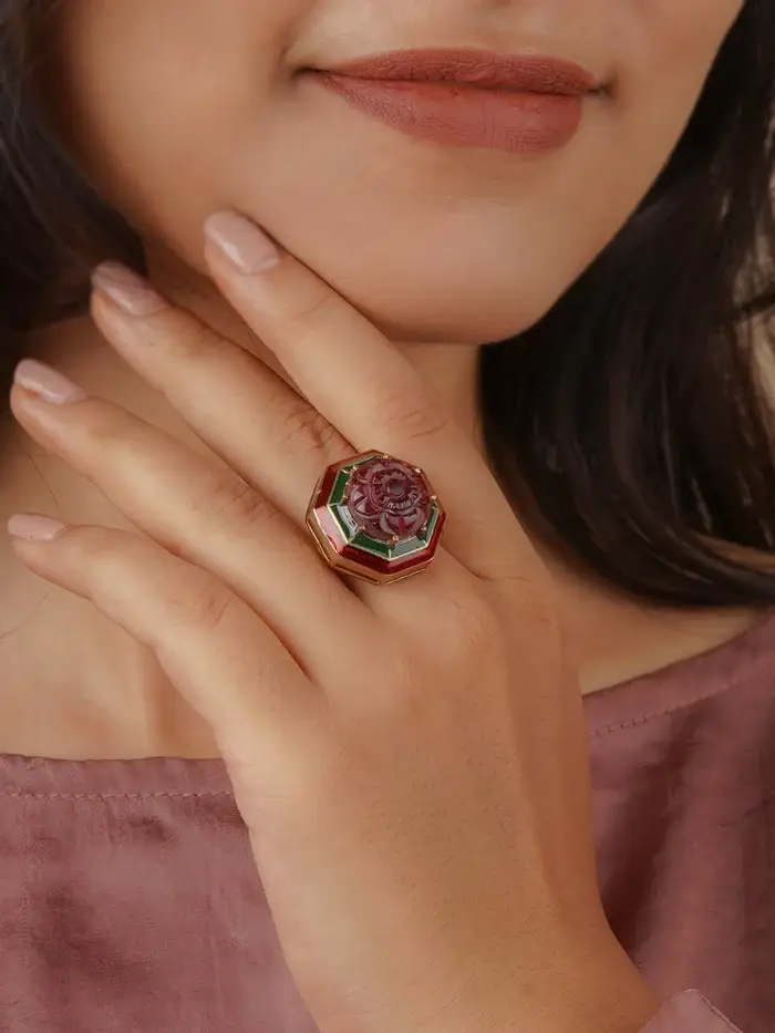 Red Color Gold Plated Contemporary Ring - Cc-Rng7R | Red Color Gold Plated Contemporary Ring ...