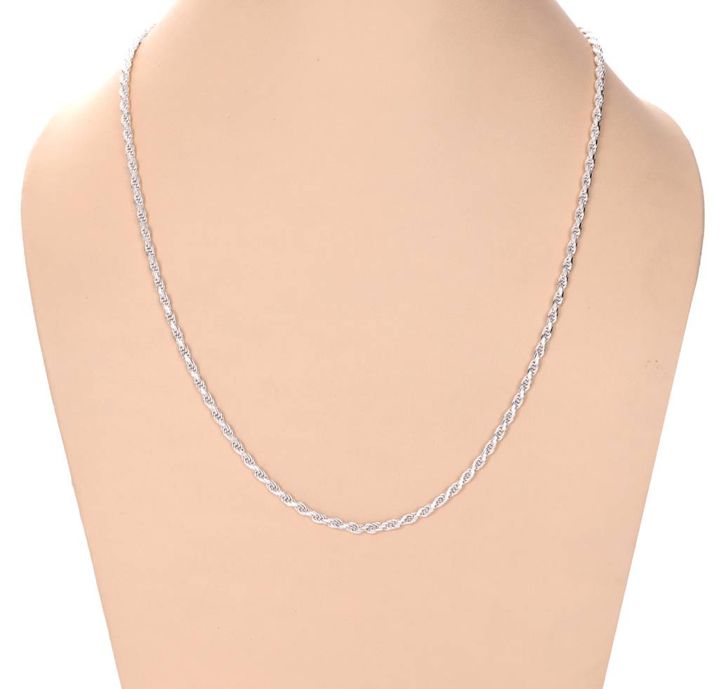 Anti-Tarnish 925 Sterling Silver Rope Chain Necklace In 24 Inches For ...