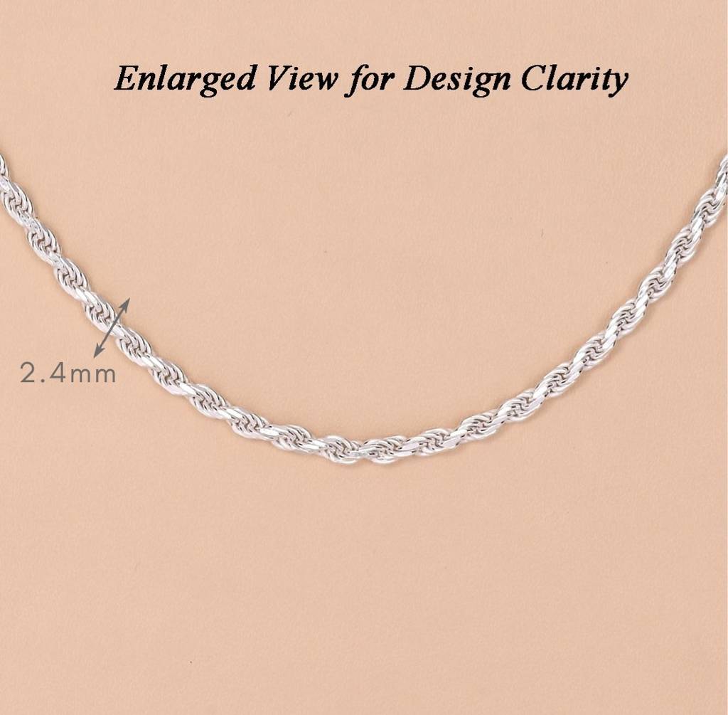 Anti-Tarnish 925 Sterling Silver Rope Chain Necklace In 24 Inches For ...