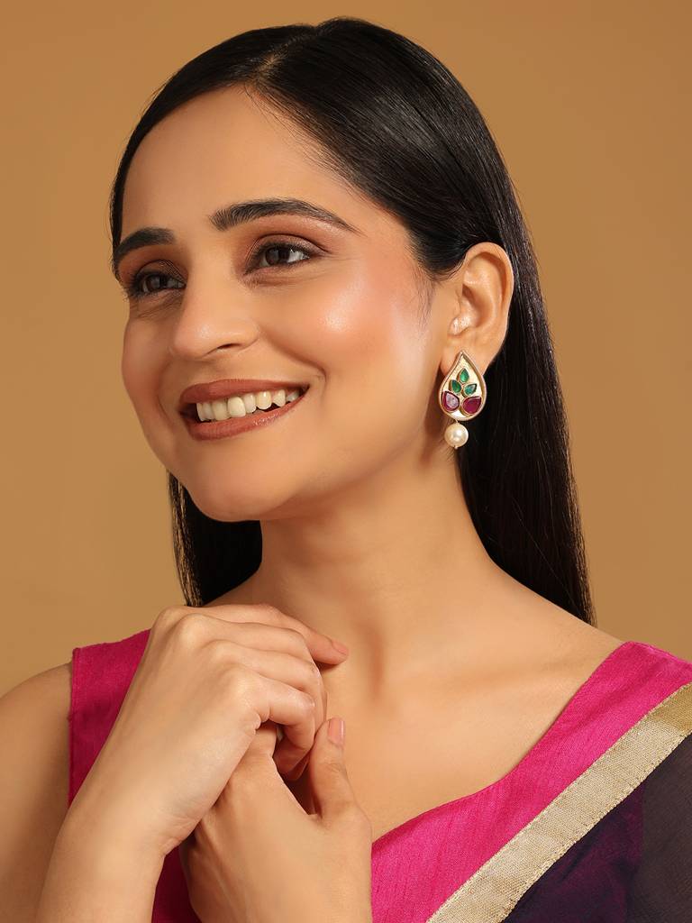 22K Gold Plated Ruby Grace Earrings | 22K Gold Plated Ruby Grace ...