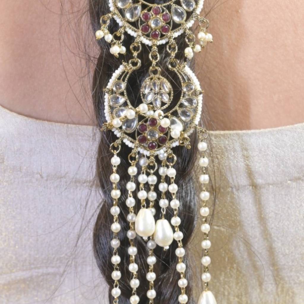Chandra Kundan Pearl Drop Pony Braid | Chandra Kundan Pearl Drop Pony ...