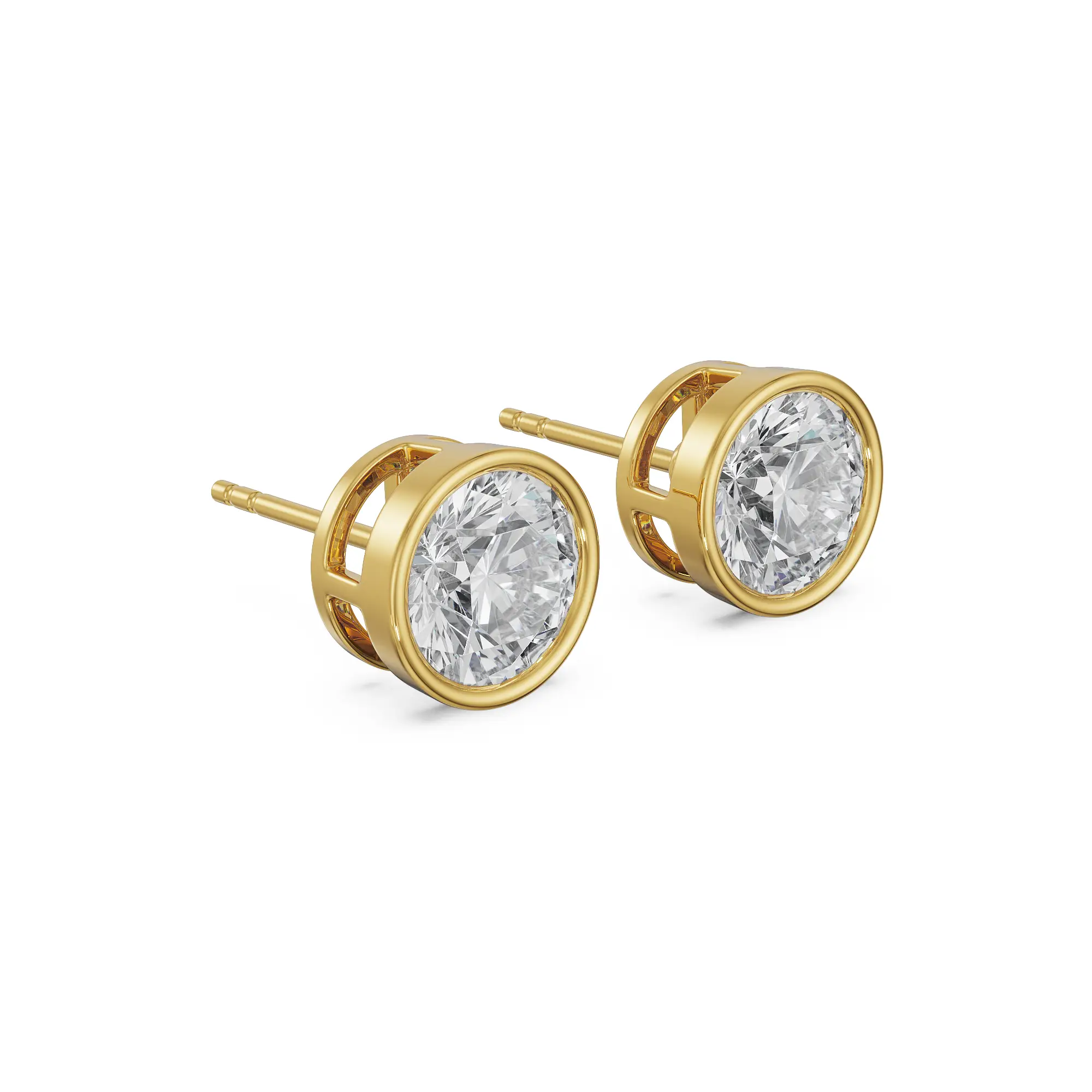 2 Ct Classic Bezel Solitaire Studs | 2 Ct Classic Bezel Solitaire Studs · Eternz