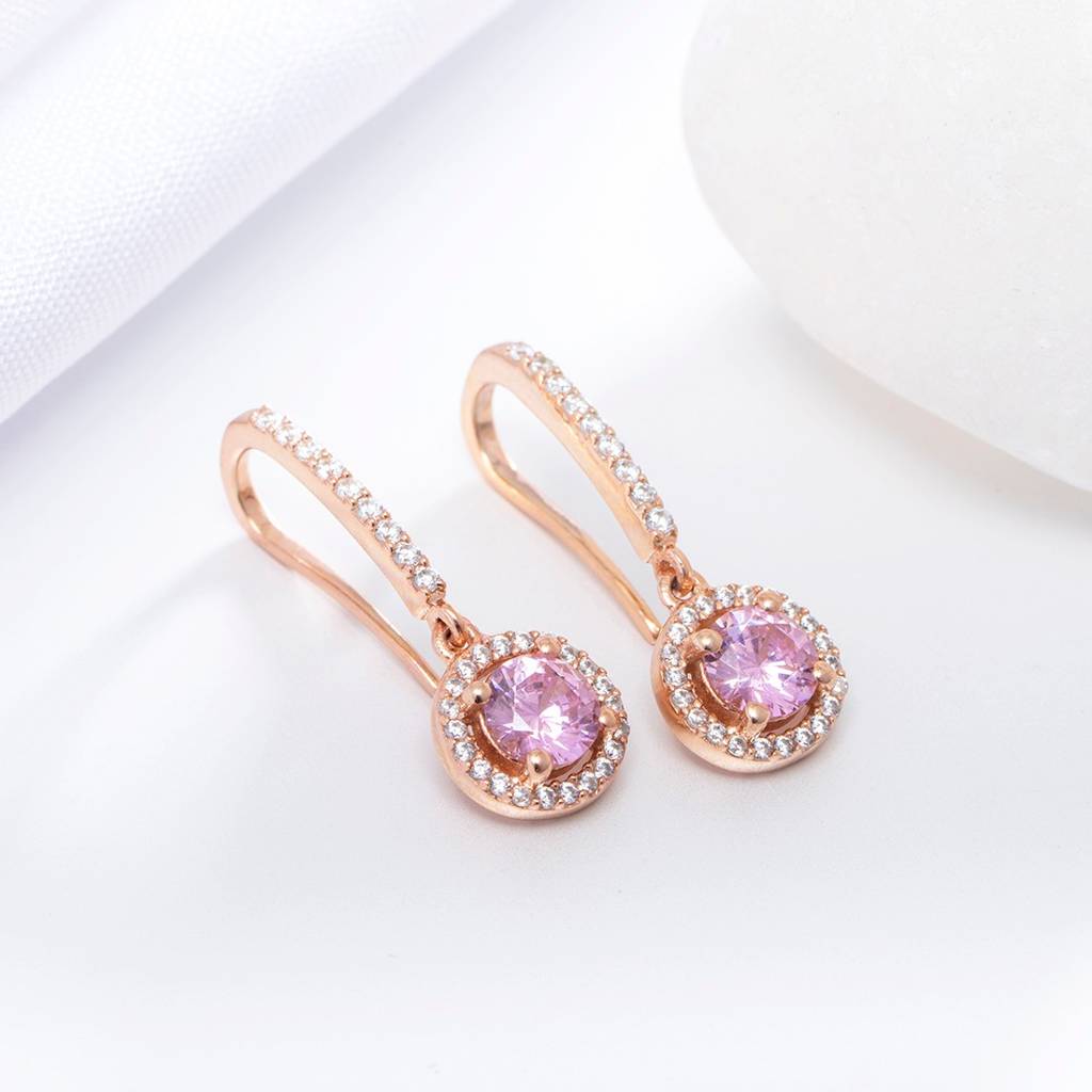 Drop Cz Rose Gold Plated 925 Sterling Silver Drop | Drop Cz Rose Gold ...