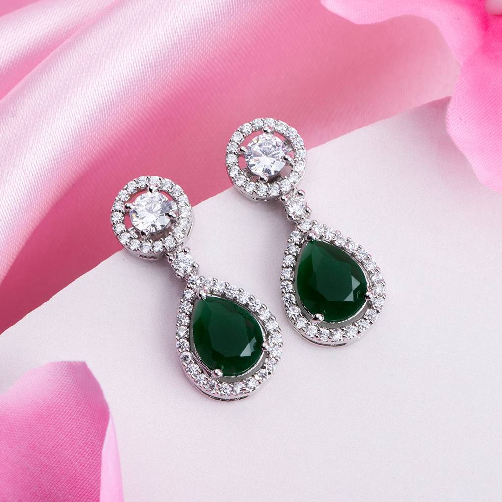 Cz Rhodium Plated 925 Sterling Silver Drop | Cz Rhodium Plated 925 ...