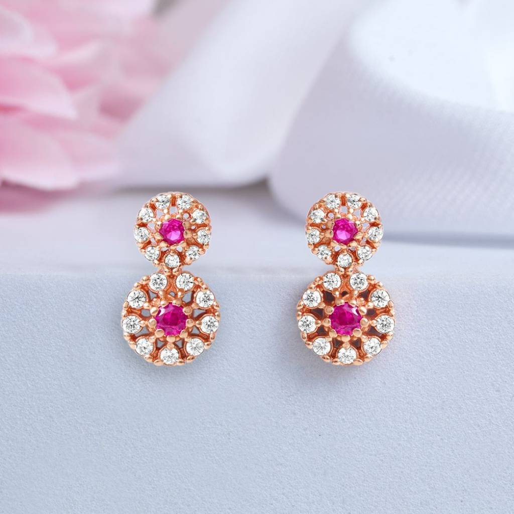 Twirling Bloom Rose Gold Plated 925 Sterling Silver Earrings | Twirling ...
