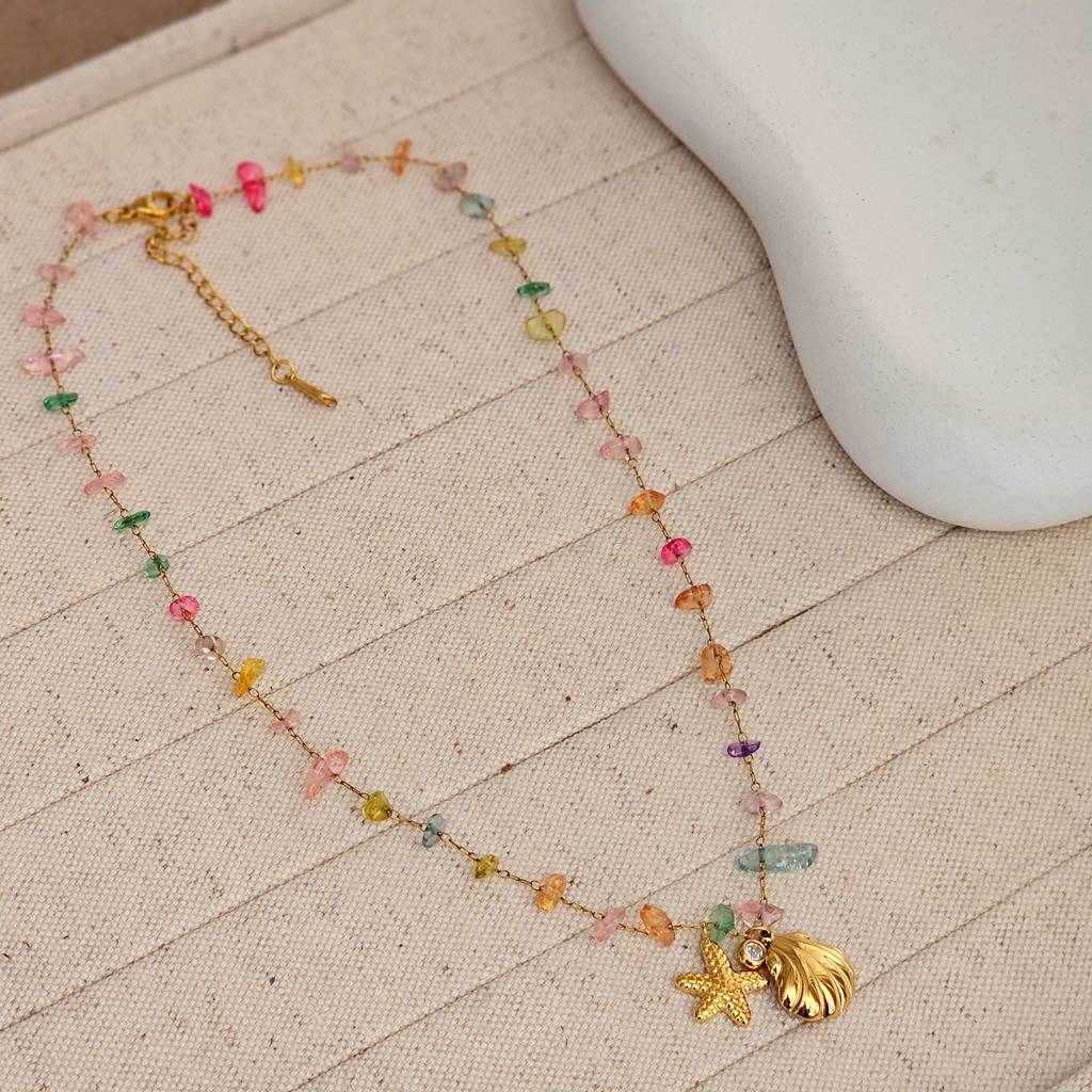 Emma Shell Multistone Necklace | Emma Shell Multistone Necklace · Eternz