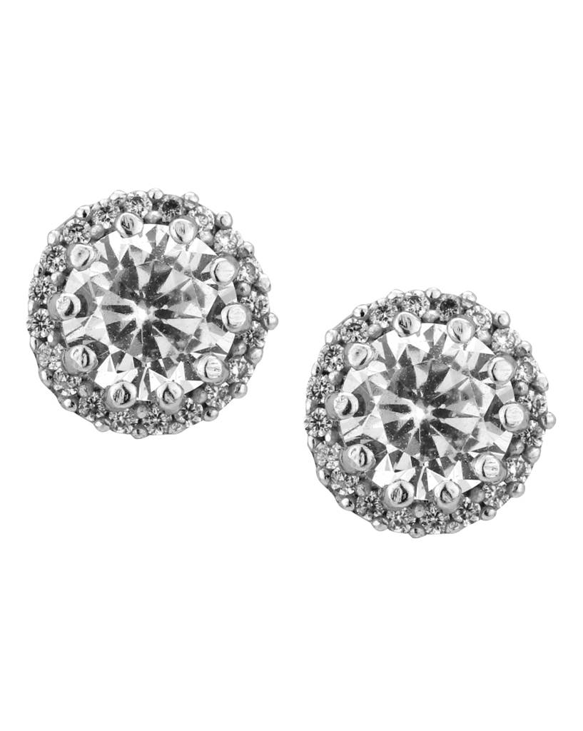 Silver-Toned Rhodium Plated Cz Studded Circular Studs | Silver-Toned ...