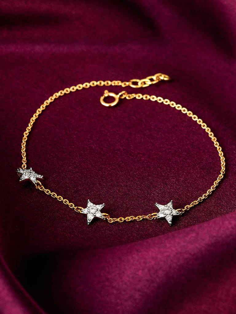 Giva 14K Yellow Gold Eternal Star Diamond Bracelet | Giva 14K Yellow ...