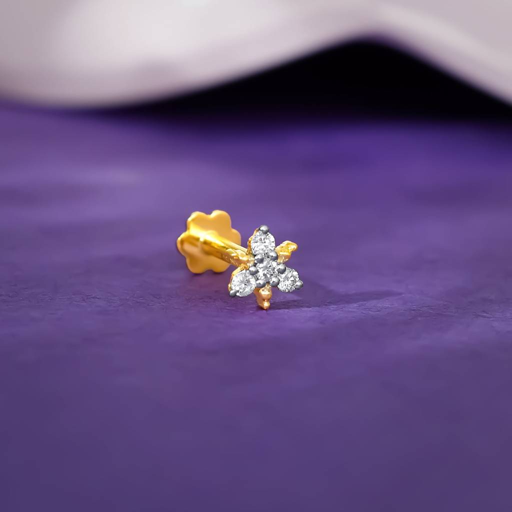 18K Gold Starlet Diamond Nose Pin | 18K Gold Starlet Diamond Nose Pin ...