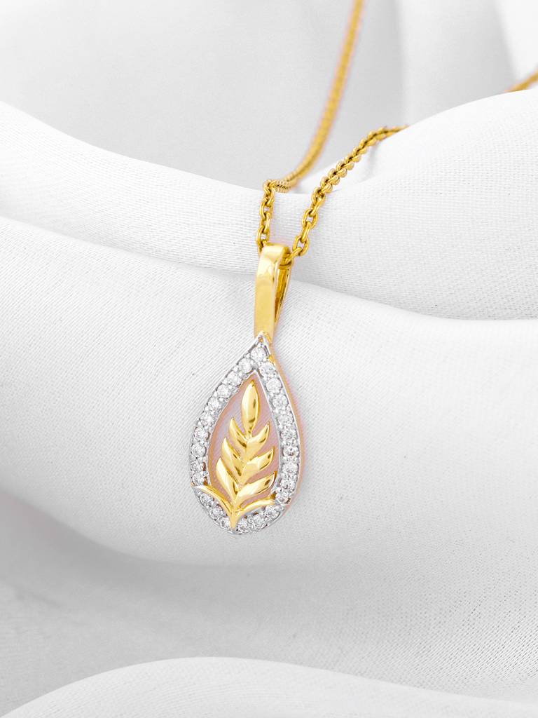 Giva 14K Yellow Gold Leafy Glamour Diamond Pendant Without Chain | Giva ...