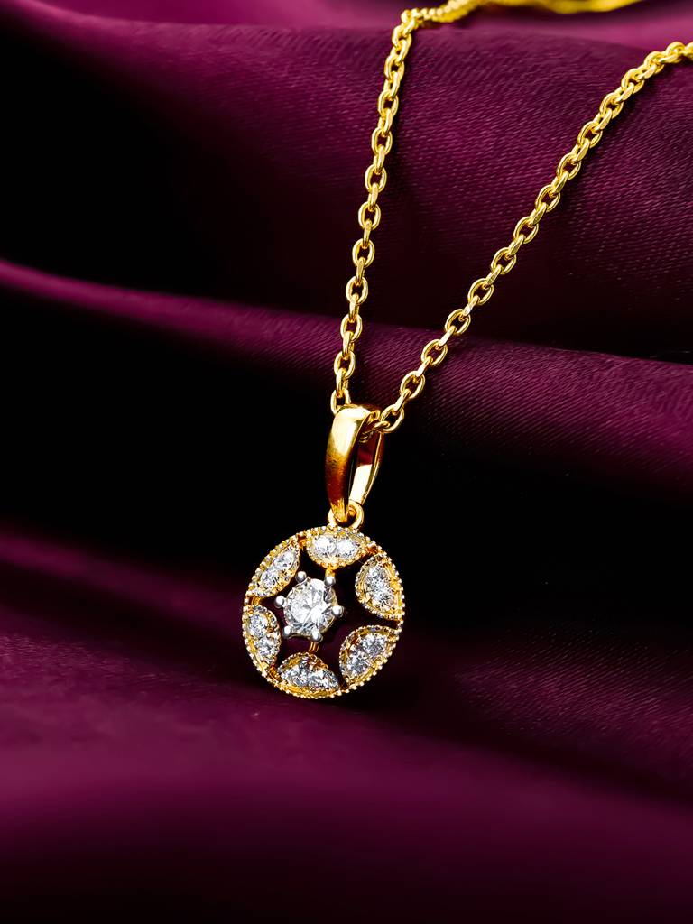 Giva 14K Yellow Gold Circle Of Brilliance Diamond Pendant Without Chain ...