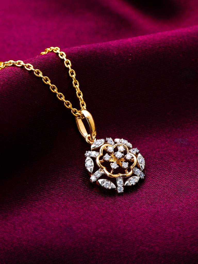 Giva 14K Yellow Gold Floral Glory Diamond Pendant Without Chain Gifts ...