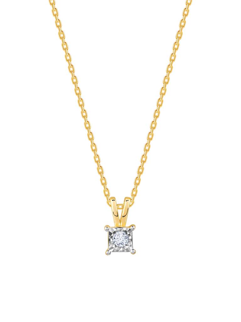 14K Yellow Gold Boxy Diamond Pendant | 14K Yellow Gold Boxy Diamond ...