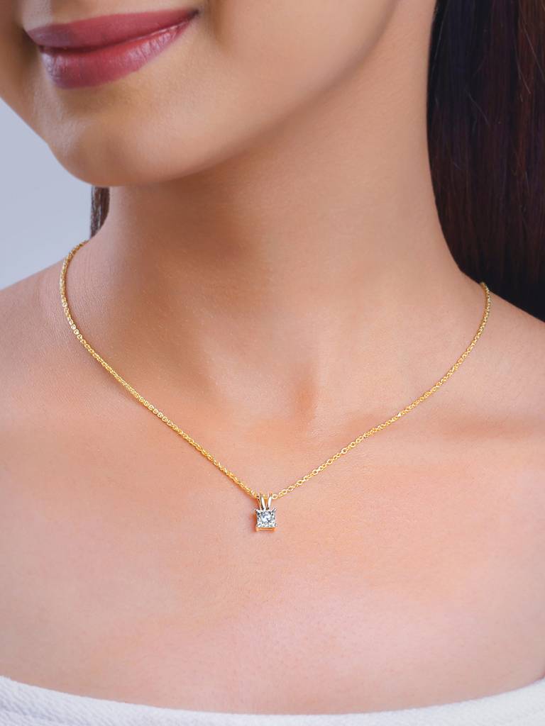 14K Yellow Gold Boxy Diamond Pendant | 14K Yellow Gold Boxy Diamond ...