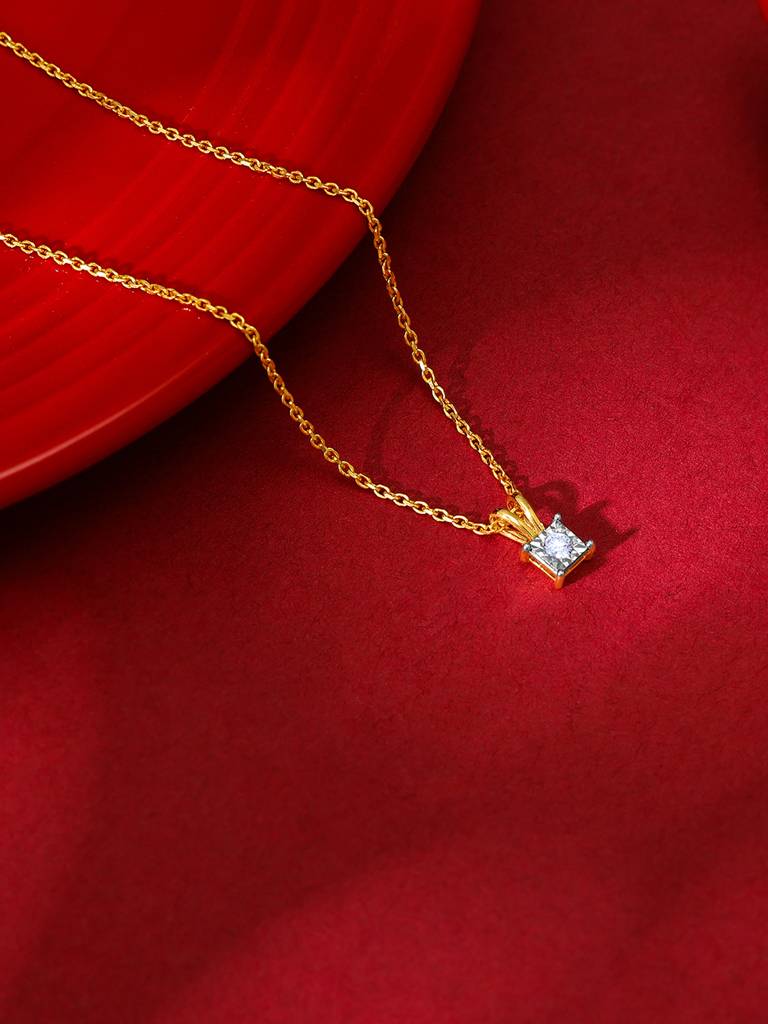 14K Yellow Gold Boxy Diamond Pendant | 14K Yellow Gold Boxy Diamond ...