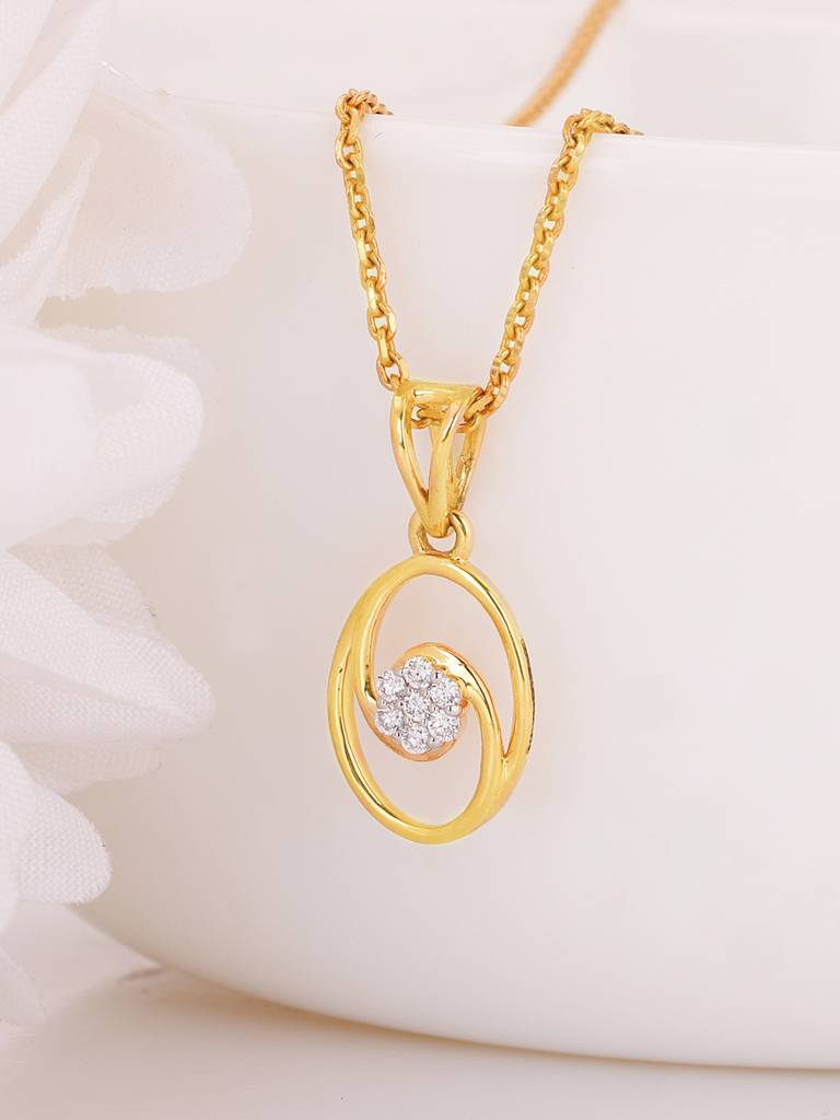 Giva 18K Yellow Gold Oval Beauty Diamond Pendant Without Chain Gifts ...
