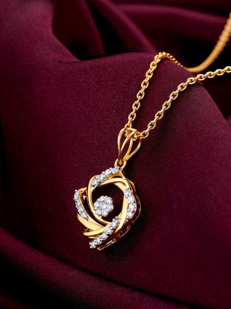 Giva 14K Yellow Gold Gentle Floral Diamond Pendant Without Chain | Giva ...