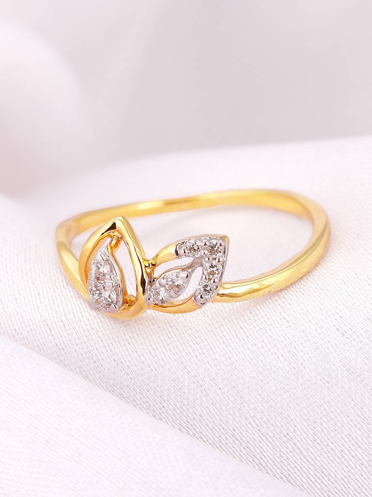 Giva 14K Yellow Gold Shimmering Leaf Diamond Ring | Giva 14K Yellow ...