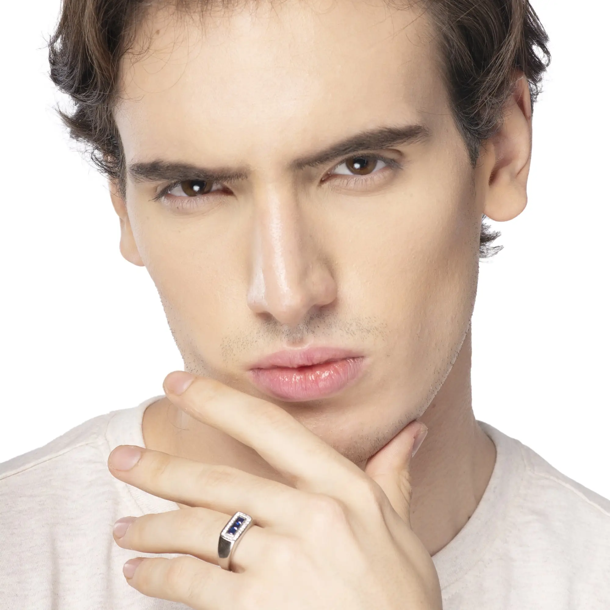 Tranquil Blue Cz Silver Men's Ring | Tranquil Blue Cz Silver Men'S Ring · Eternz