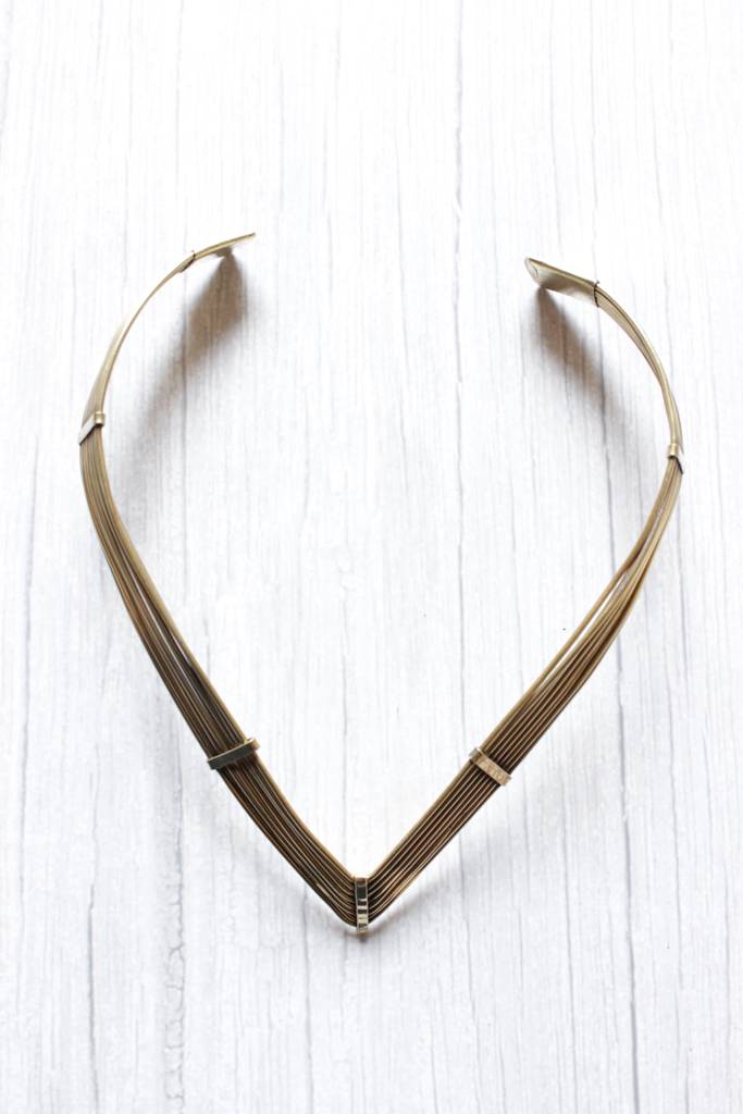 V Shape Dull Finish Brass Choker Necklace | V Shape Dull Finish Brass ...
