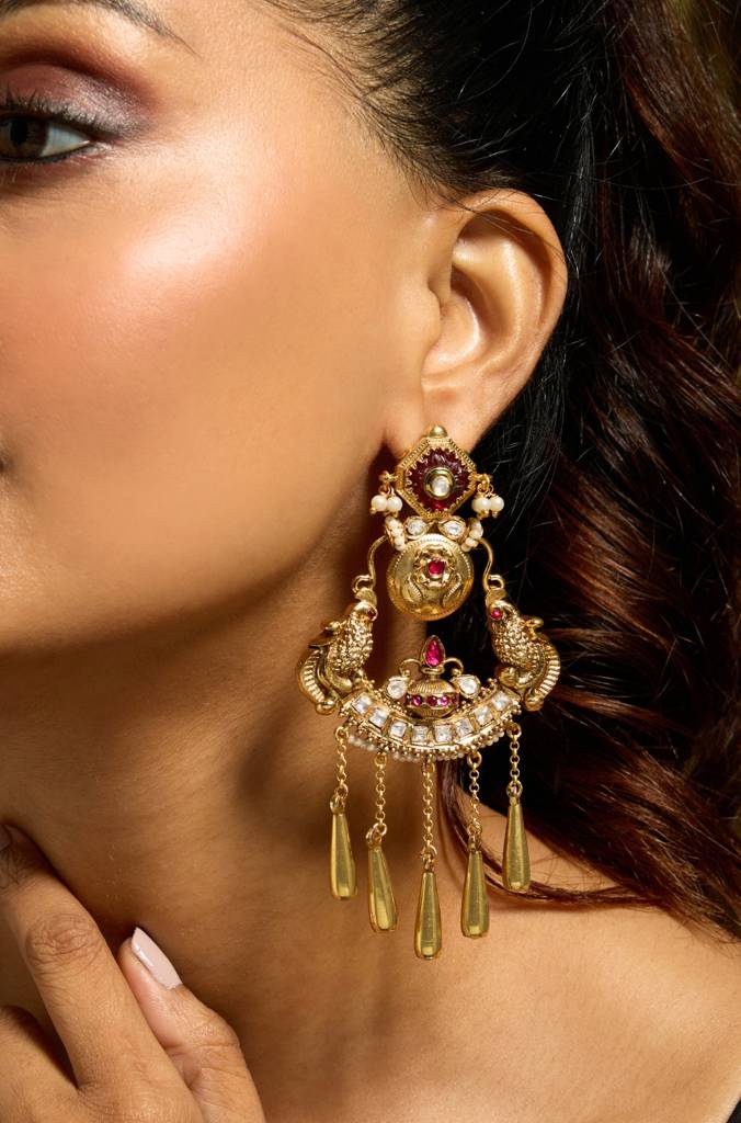 Golden Reverie Chaandbali Earring | Golden Reverie Chaandbali Earring ...