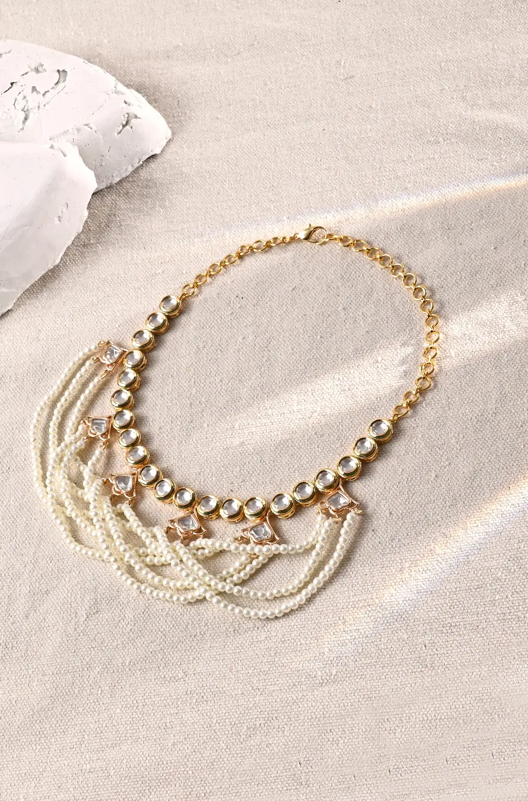 Pearl Layered Polki Necklace | Pearl Layered Polki Necklace · Eternz