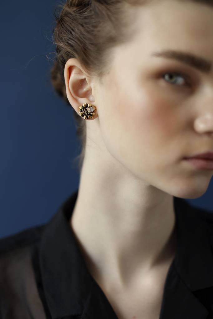 Black Enamel & Crystal Studs | Black Enamel & Crystal Studs · Eternz