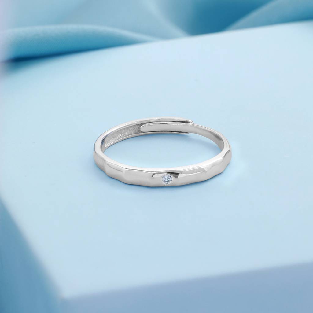 Minimal Abstract Cz Rhodium Plated 925 Sterling Silver Ring | Minimal ...