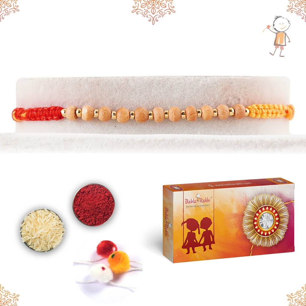 11 Sandalwood Beads Rakhi With Handcrafted Mauli Thread | 11 Sandalwood ...