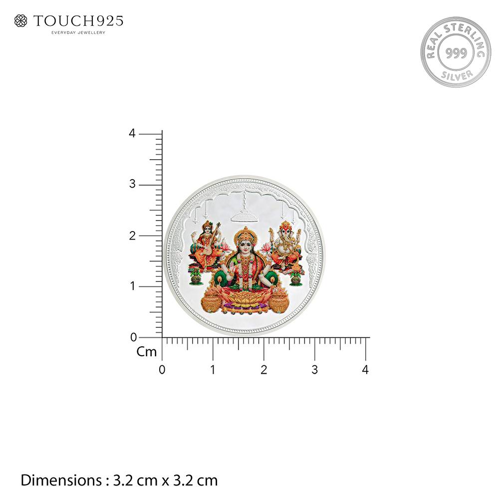 Pure 999 Silver 10G Lakshmi Ganesh Saraswati Coin | Pure 999 Silver 10G ...