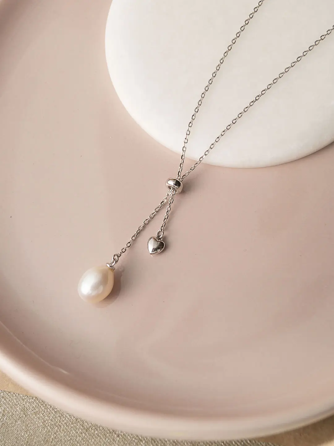 Hearty Pearl Drawstring Sterling Silver Chain Necklace | Hearty Pearl ...