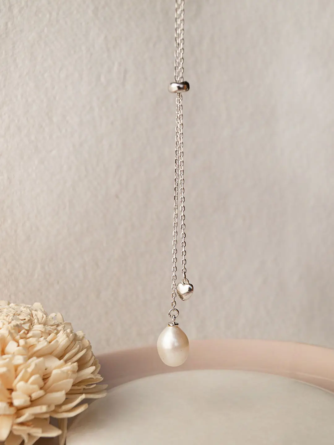 Hearty Pearl Drawstring Sterling Silver Chain Necklace | Hearty Pearl ...
