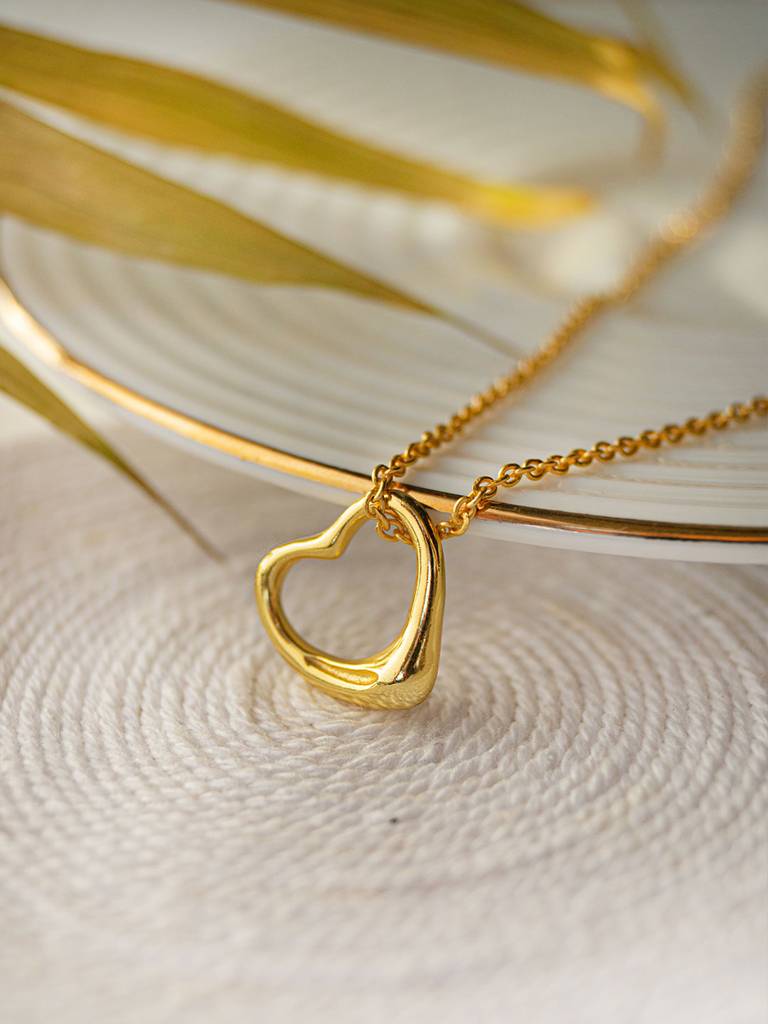 Mannash Slip On Heart Gold Plated 925 Sterling Silver Pendant Chain ...