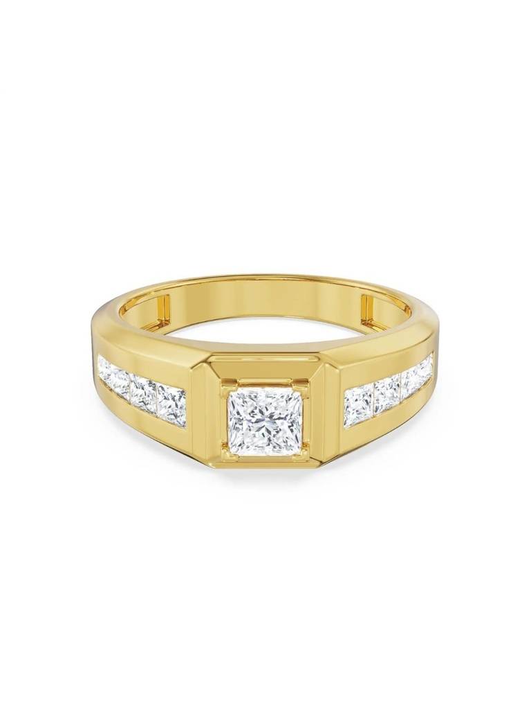 Square Cut Timeless Men'S Ring Gold | Authentic & Certified Lab ...