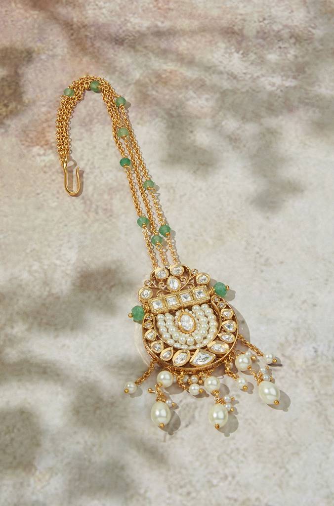 Graceful Green & White Maang Tikka | Graceful Green & White Maang Tikka ...