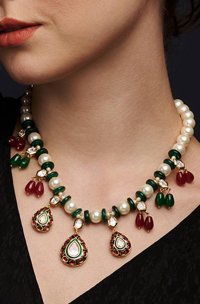 Multi Colour Necklace With Enamelling Work | Multi Colour Necklace With ...