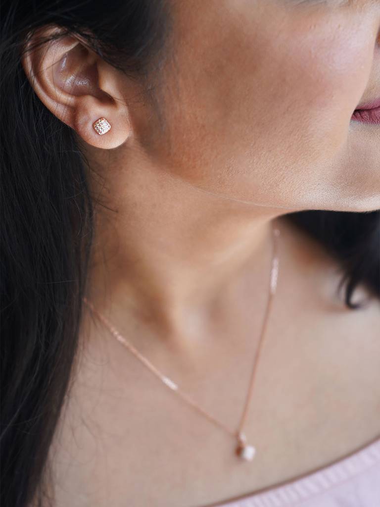 Sparkling Dust Rose Gold Plated Sterling Silver Pendant Set | Sparkling ...