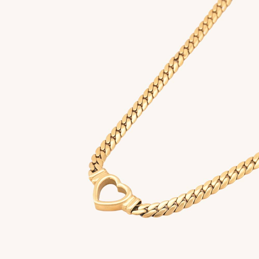 Cuban Chain Hollow Heart Necklace | Cuban Chain Hollow Heart Necklace ...