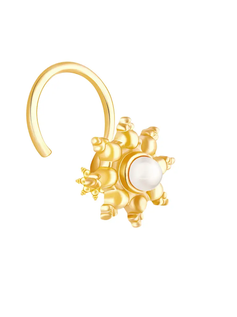 GIVA 925 Sterling Silver Golden Star Pearl Nose Pin | GIVA 925 Sterling ...