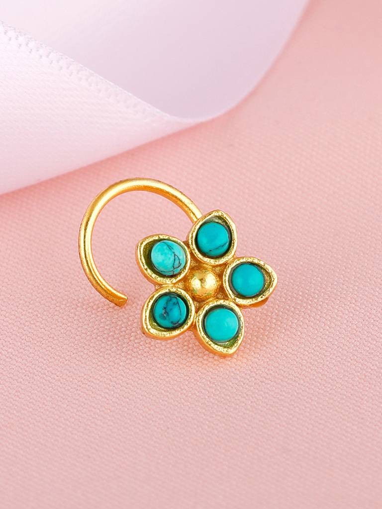 GIVA 925 Sterling Silver Golden Turqoise Nose Pin | GIVA 925 Sterling ...