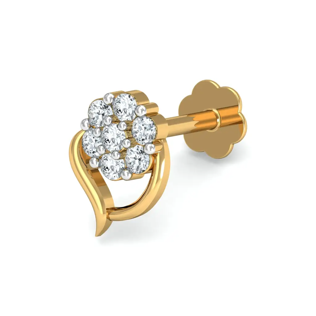 KuberBox 18K Yellow Gold Rima Cluster Nose Stud | KuberBox 18K Yellow ...