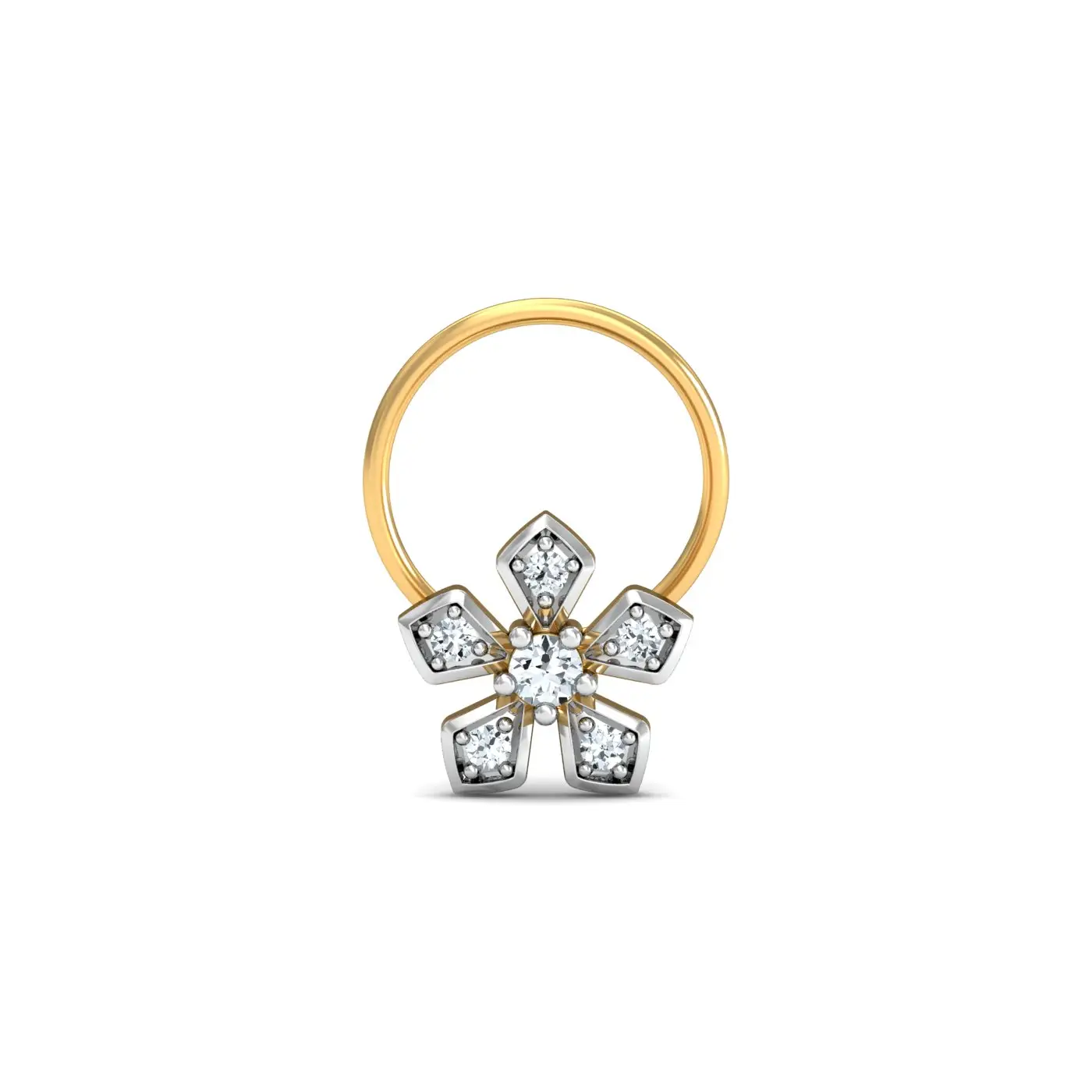 KuberBox 18K Yellow Gold Blooming Floral Nose Pin | KuberBox 18K Yellow ...
