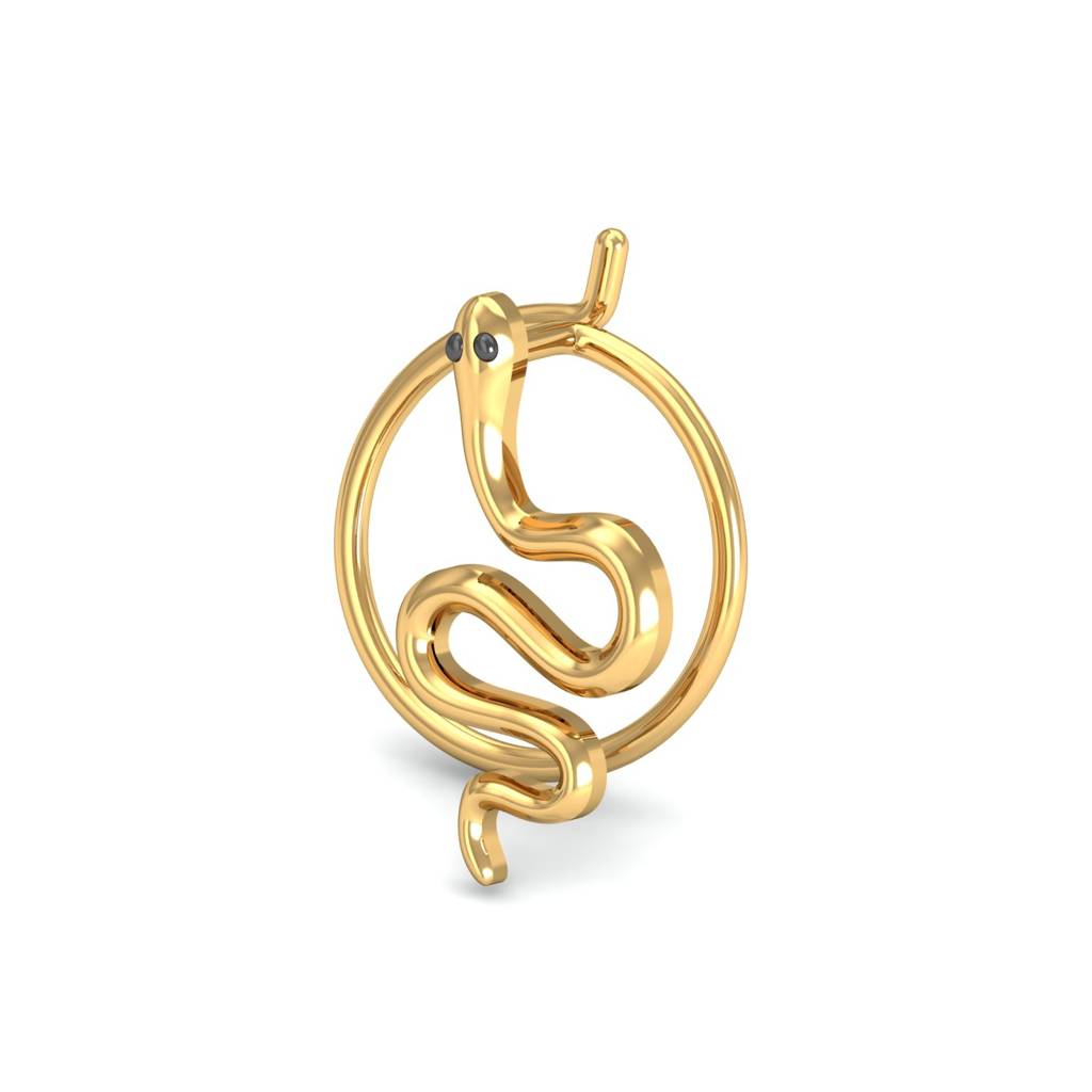 KuberBox 18K Yellow Gold Serpentine Gold Nose Pin | KuberBox 18K Yellow ...