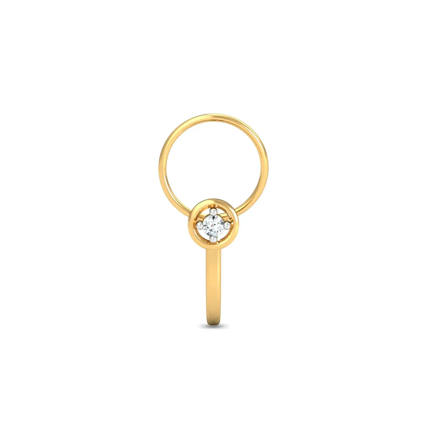 KuberBox 18K Yellow Gold Bling J-Shaped Nose Pin | KuberBox 18K Yellow ...
