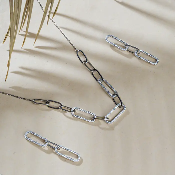 Zirconia Intertwined Paperclip Pendant Set | Zirconia Intertwined ...