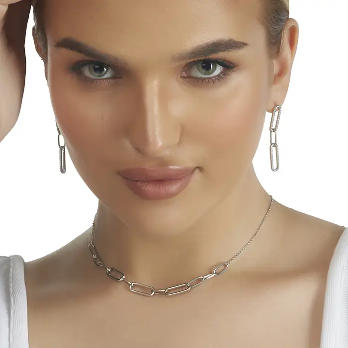 Zirconia Intertwined Paperclip Pendant Set | Zirconia Intertwined ...