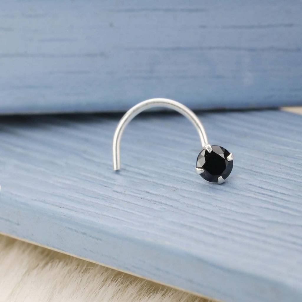 Solid Rhodium Plated 925 Sterling Silver Nose Ring | Solid Rhodium ...