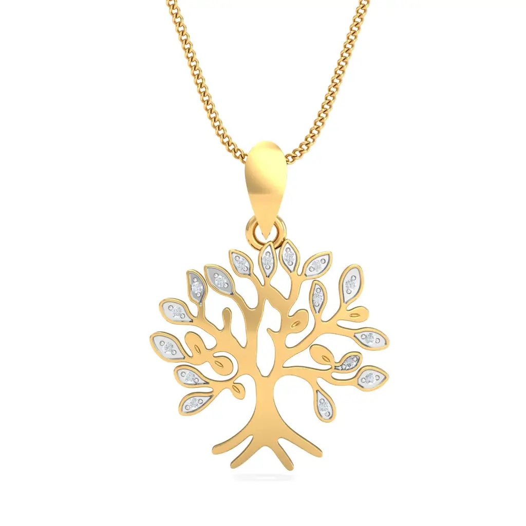 KuberBox 18K Yellow Gold Go-Gold Tree Pendant | KuberBox 18K Yellow ...