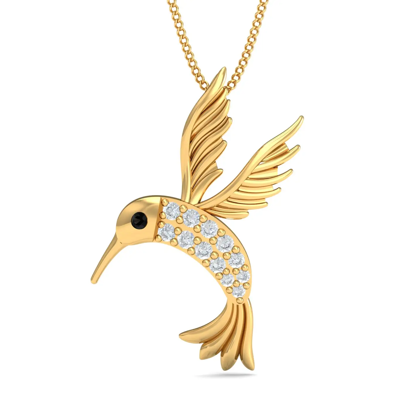 KuberBox 18K Yellow Gold Diamond Studded Bird Pendant | KuberBox 18K ...