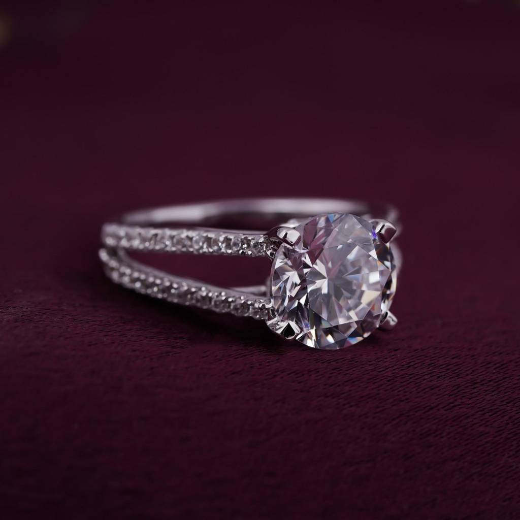 3Ct Round Moissanite Solitaire Engagement Ring | 3Ct Round Moissanite ...